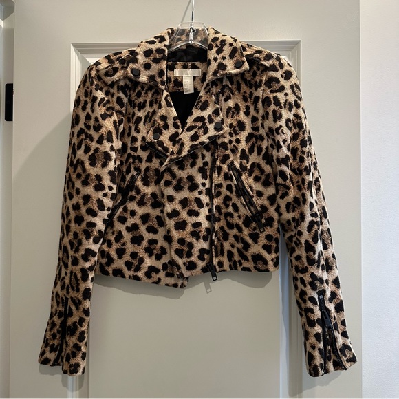 H&M | Jackets & Coats | Leopard Moto Jacket | Poshmark